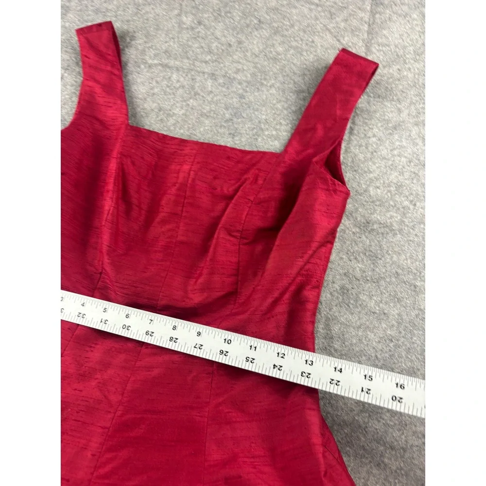 Unbranded | Dresses | Red 0 Silk Dupioni Square Neck Maxi Gown Dress ...